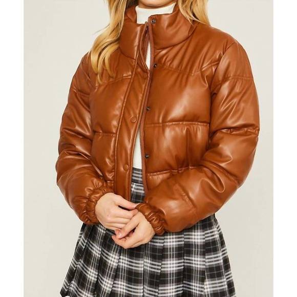 Love Tree | Jackets & Coats | New Love Tree Dezi Faux Leather Puffer ...